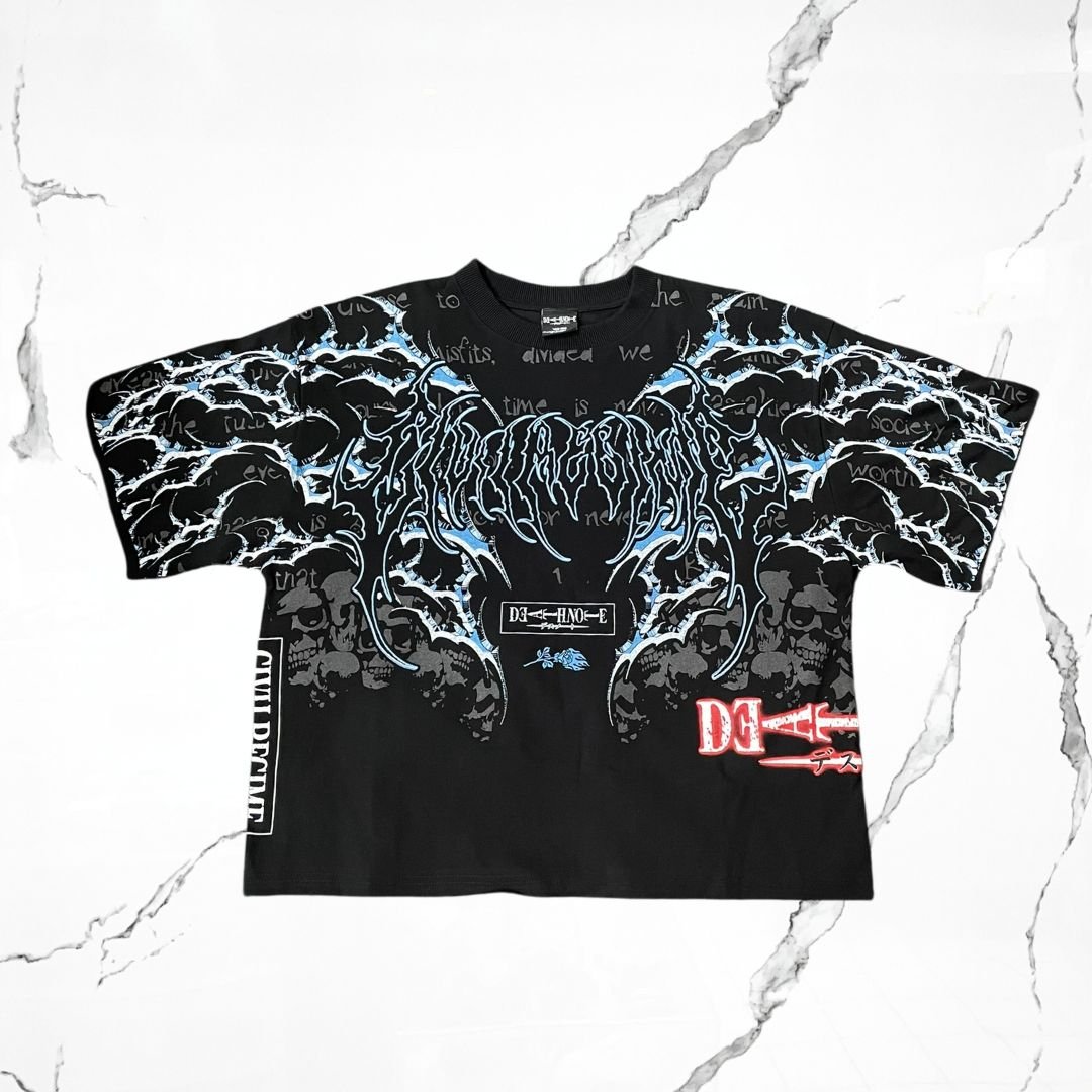 Death Note x Civilregime Shinigami Black Blue Boxy Fit T-Shirt – Urban ...